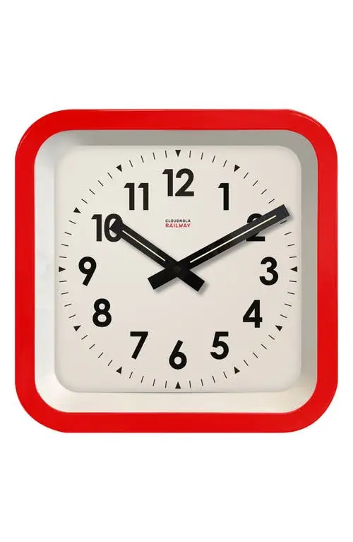 CLOUDNOLA Big Railway Indoor/outdoor Square Clock - Red