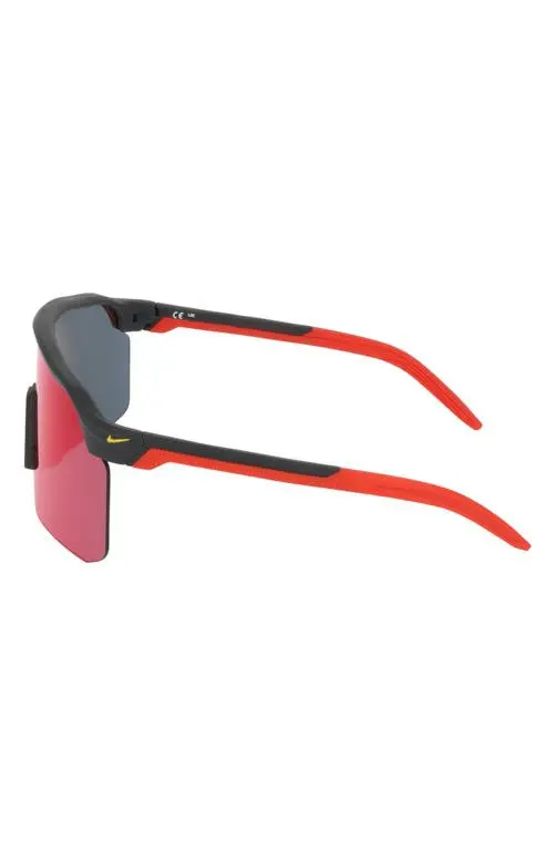 Nike Expedition 61mm Shield Sunglasses - Matte Dark Smoke Grey/red