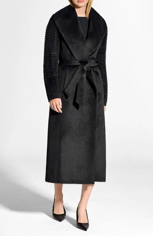 Sentaler Shawl Collar Alpaca Blend Wrap Coat