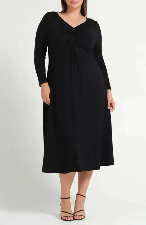 ESTELLE Equinox Long Sleeve A-line Dress - Black