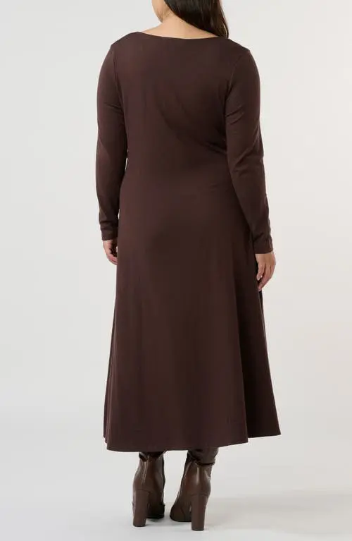 ESTELLE Equinox Long Sleeve A-line Dress - Cocoa