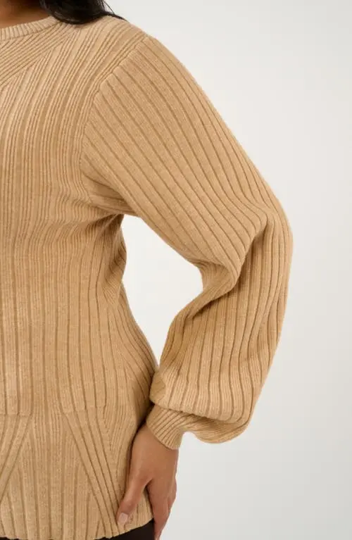 ESTELLE Remi Blouson Sleeve Mixed Rib Sweater