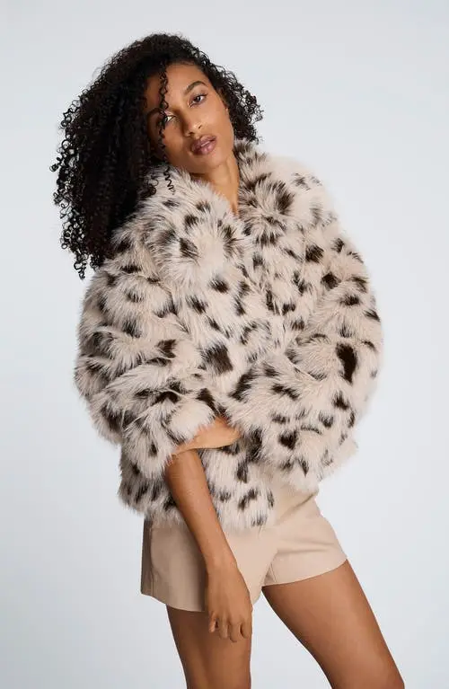 KENNETH COLE Oversized Faux Fur Crop Jacket