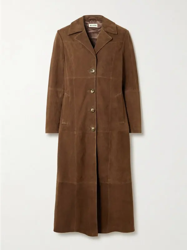 Rixo Astraea Paneled Suede Overcoat - Brown