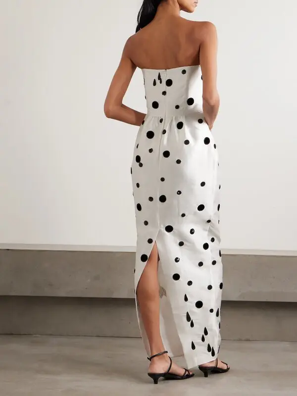 Bernadette Lenette Strapless Polka-dot Gown
