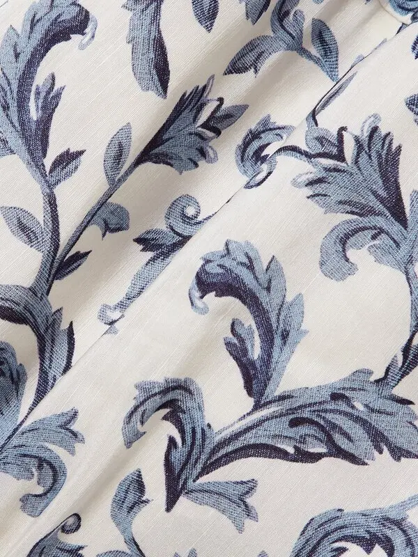 Posse Rue Printed Linen And Silk-blend Mini Dress - Blue