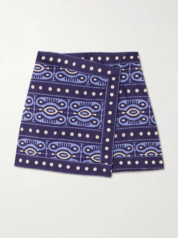 Johanna Ortiz Hunting Roots Printed Cotton Mini Wrap Skirt
