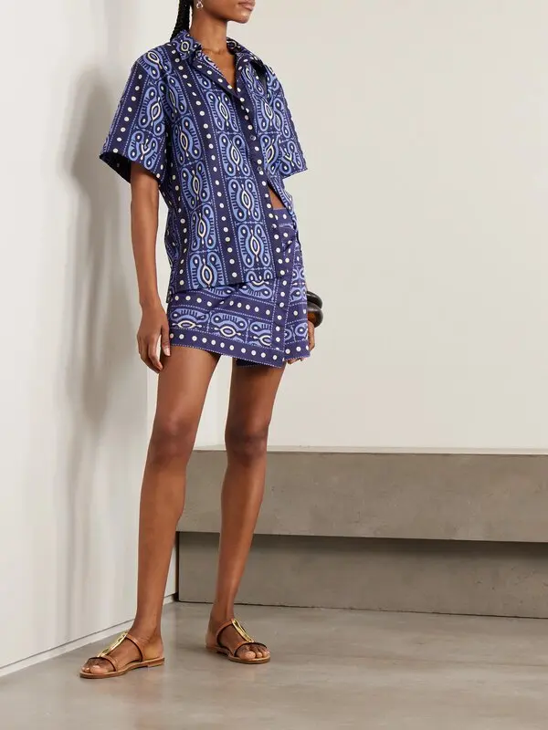Johanna Ortiz Hunting Roots Printed Cotton Mini Wrap Skirt