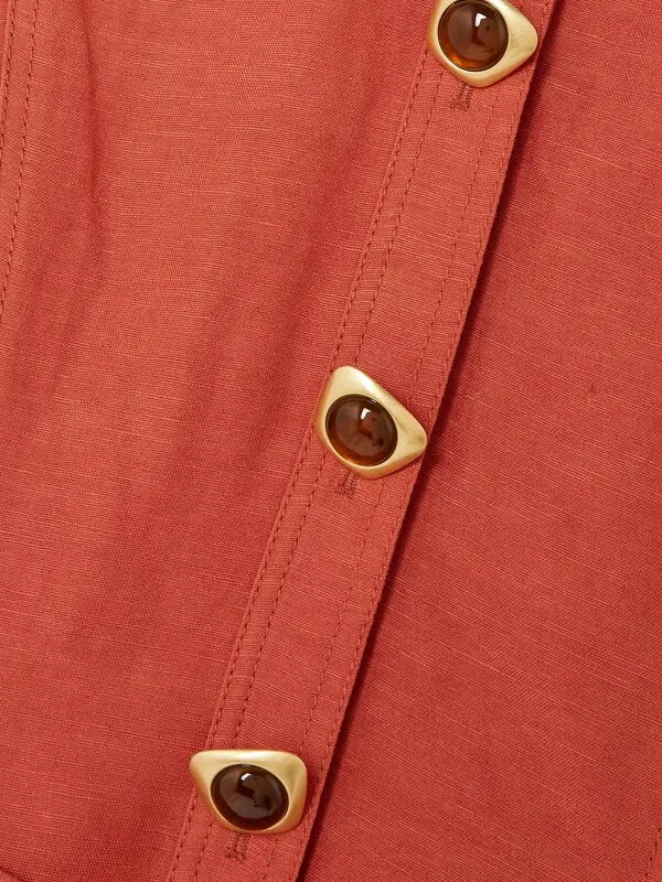 Aje Belted Embellished Linen-blend Maxi Shirt Dress
