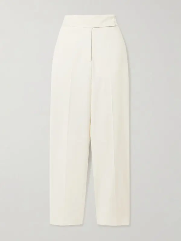 JOSEPH Aix Satin-trimmed Crepe Tapered Pants