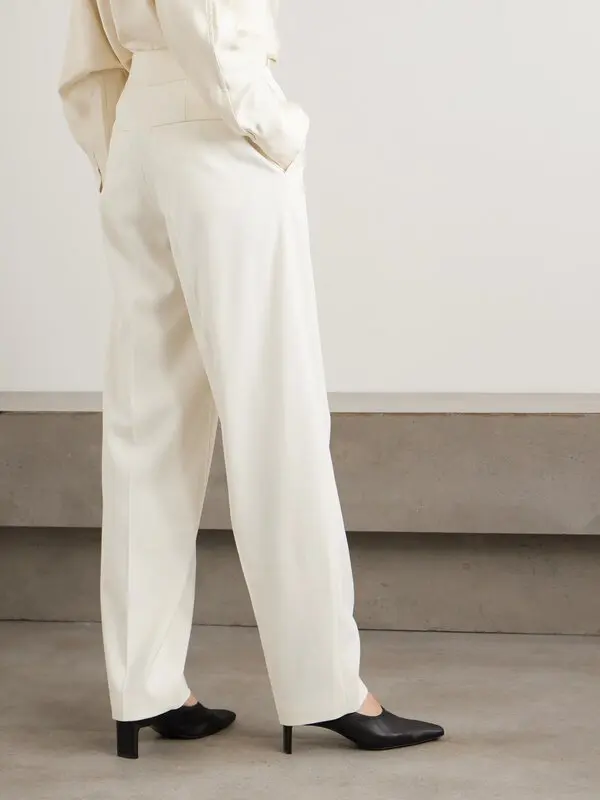 JOSEPH Aix Satin-trimmed Crepe Tapered Pants