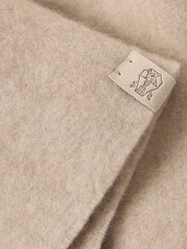 Brunello Cucinelli Fringed Wool And Cashmere-blend Poncho - Neutrals