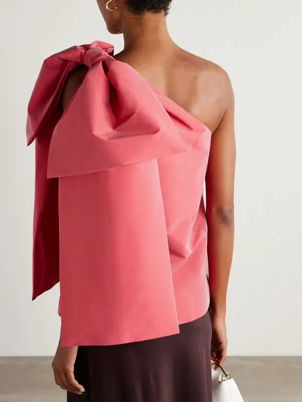 Bernadette Winnie One-shoulder Taffeta Top With Bow Detail - Pink