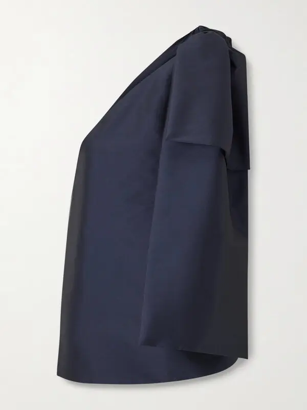 Bernadette Winnie One-shoulder Bow-detailed Taffeta Top - Blue