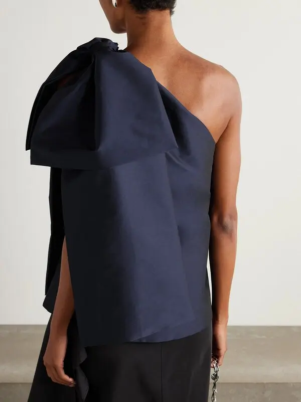 Bernadette Winnie One-shoulder Bow-detailed Taffeta Top - Blue