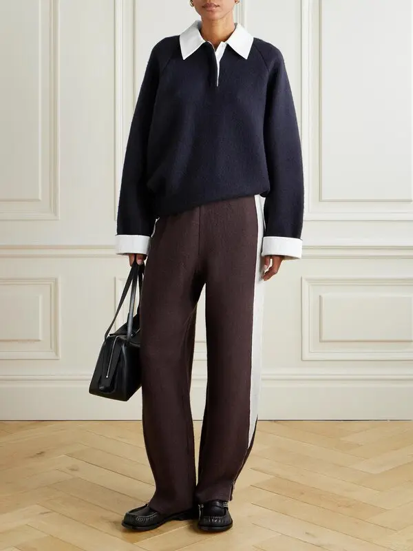 Tory Burch Wool And Cotton-blend Track Pants
