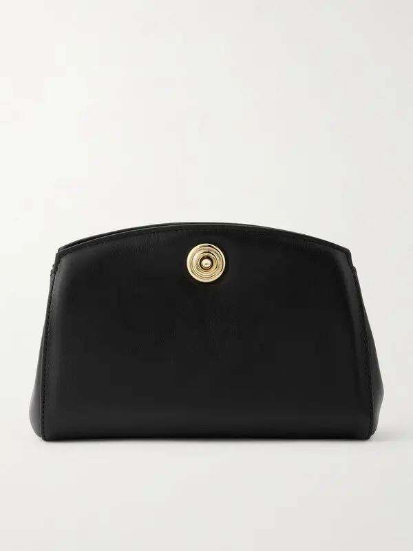 LIFFNER Leather Clutch With Gold-tone Push-lock - Black
