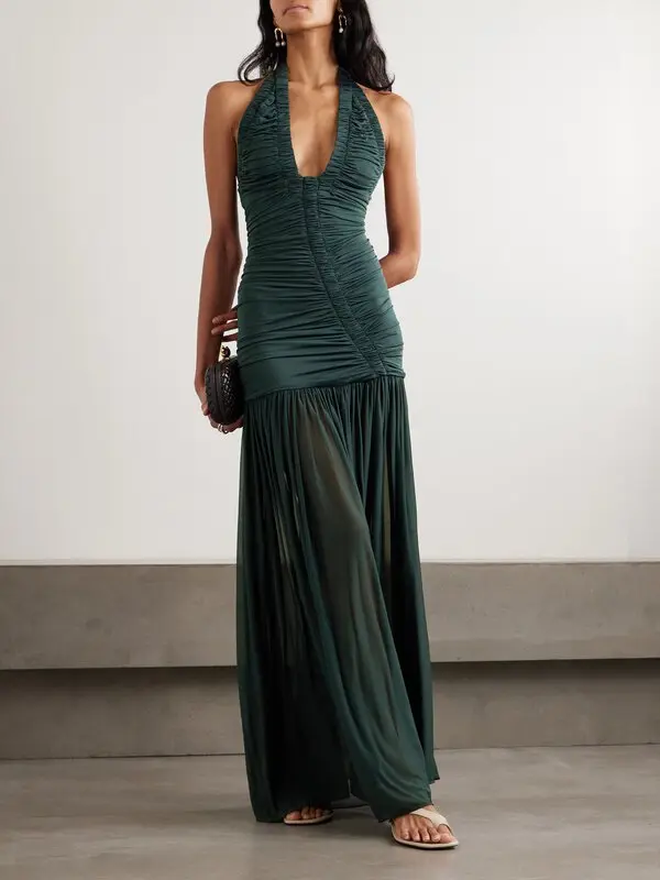 Christopher Esber Orion Open-back Ruched Jersey Gown - Green