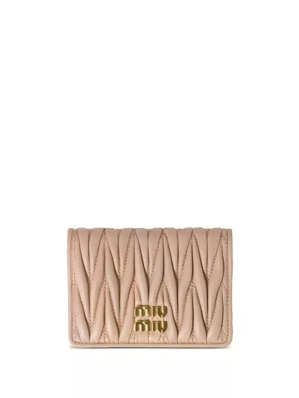 Miu Miu Logo-plaque Matelassé-effect Wallet - Pink