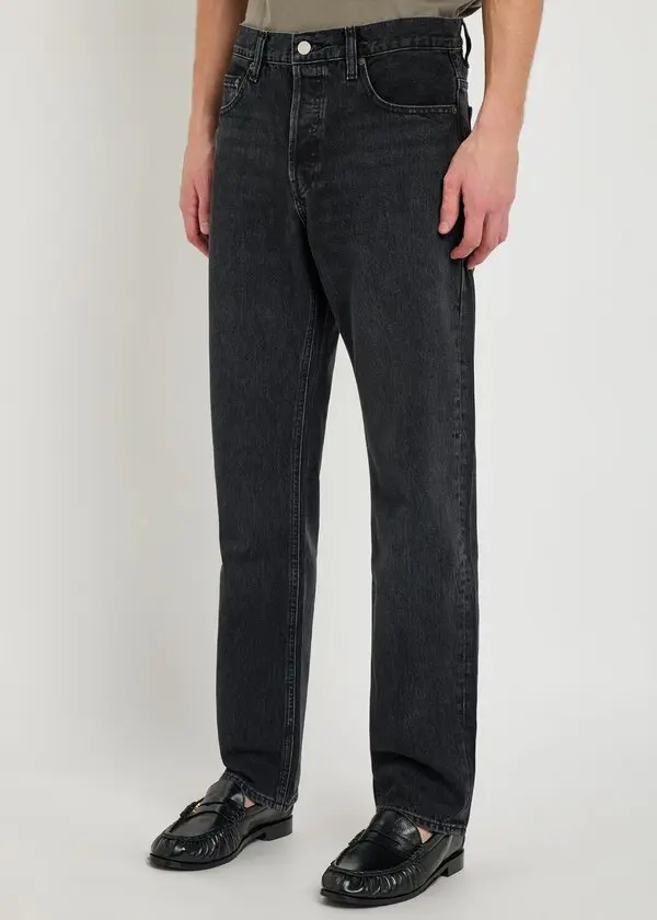 FRAME Straight-leg Faded Denim Jeans - Black