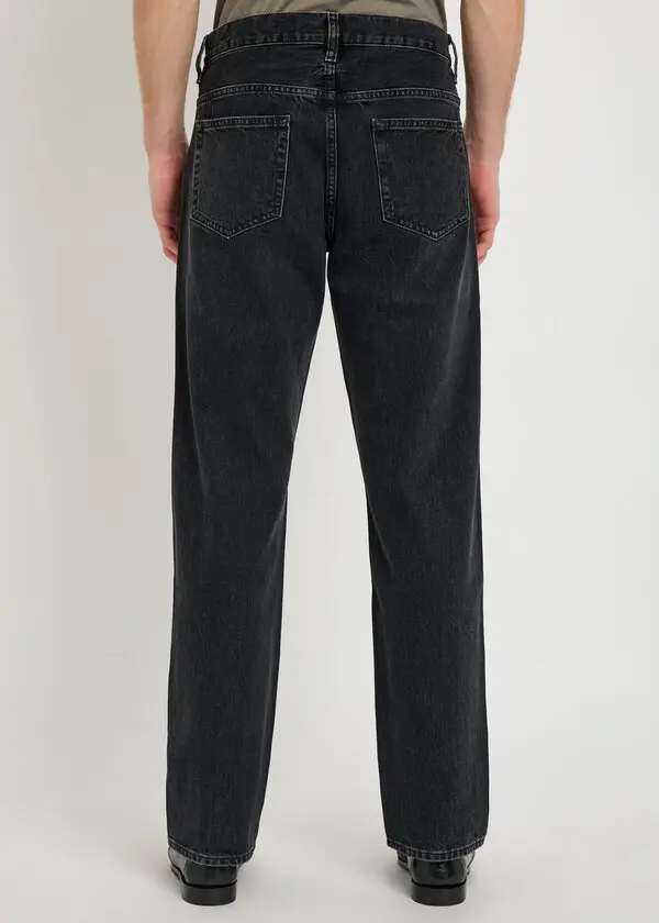 FRAME Straight-leg Faded Denim Jeans - Black