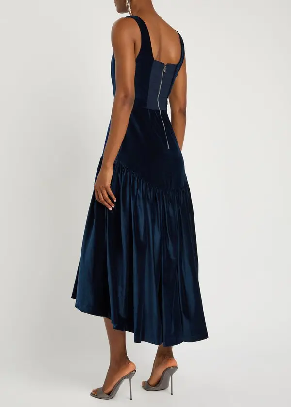 Alice + Olivia Diana Structured Velvet Midi Dress