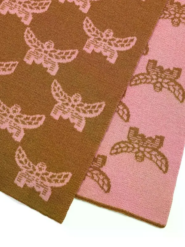 Mcm Reversible Lauretos Jacquard Wool Scarf