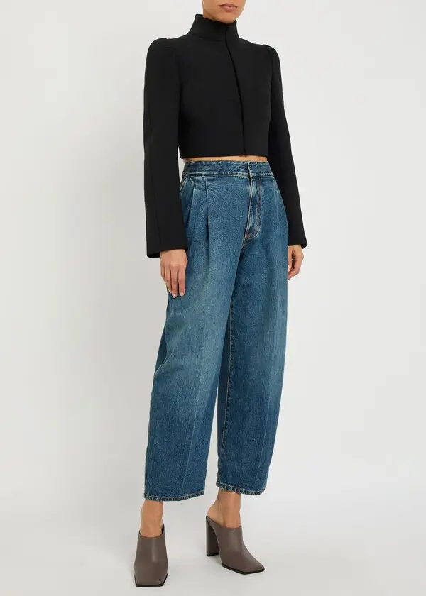 Alaïa Funnel-neck Cavalry Twill Cropped Jacket