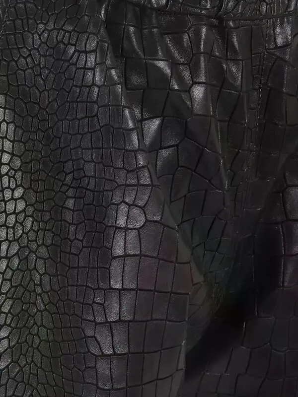 ENES Croc-embossed Flare Trousers - Black