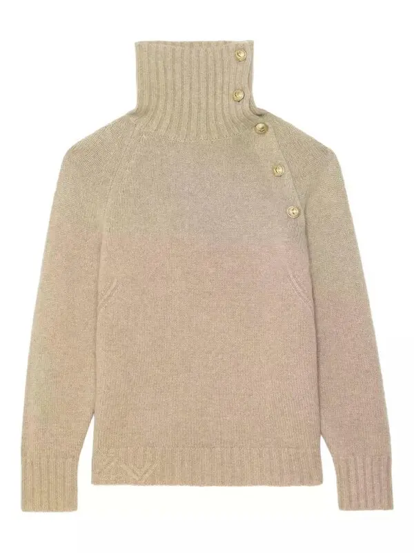 Zadig&Voltaire Moro Button Roll-neck Sweater - Neutrals