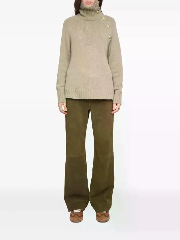 Zadig&Voltaire Moro Button Roll-neck Sweater - Neutrals