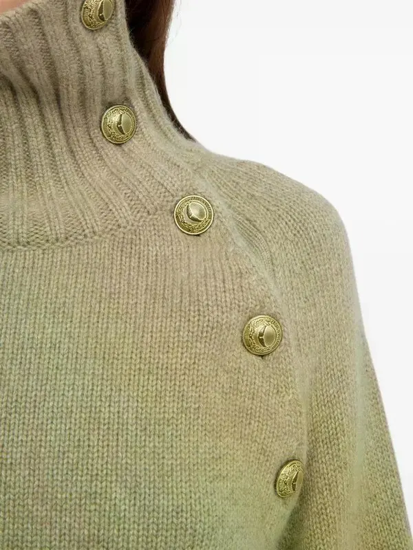 Zadig&Voltaire Moro Button Roll-neck Sweater - Neutrals