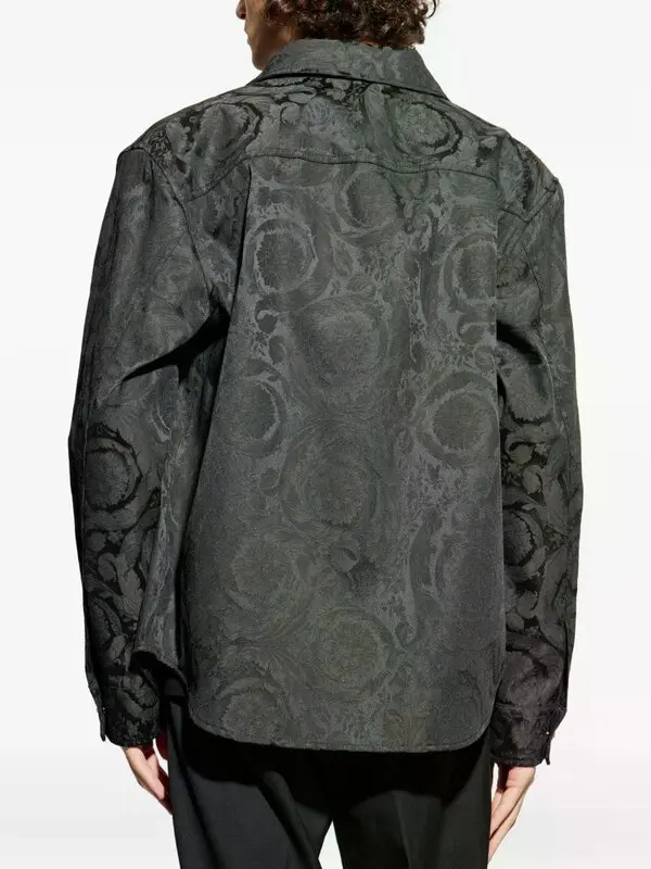Versace Barocco-print Buttoned Overshirt - Grey
