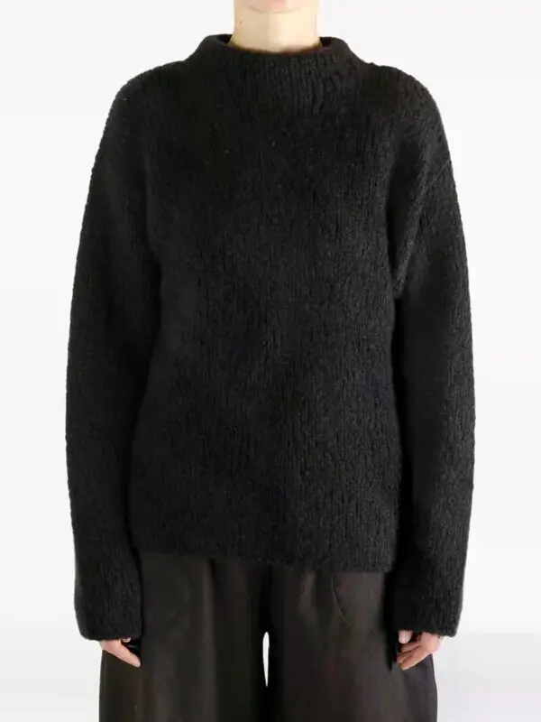 CORTANA Textured Knit Funnel Neck Pullover