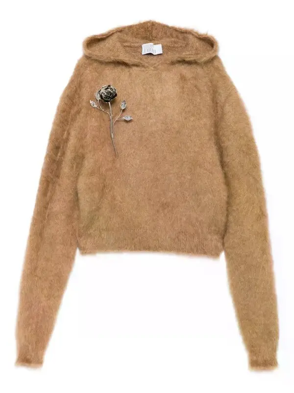 Giuseppe Di Morabito Floral-appliqué Hooded Sweater - Neutrals