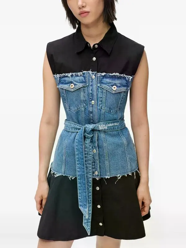 Karl Lagerfeld Denim-paneled Mini Dress