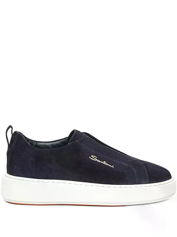 Santoni Suede Slip-on Sneakers - Blue