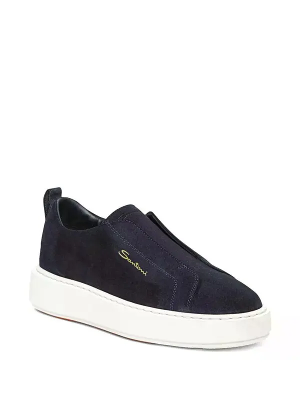 Santoni Suede Slip-on Sneakers - Blue