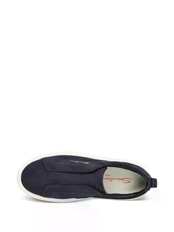 Santoni Suede Slip-on Sneakers - Blue