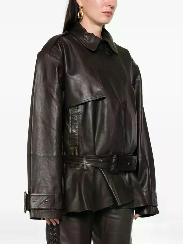 ROTATE BY BIRGER CHRISTENSEN Leather Jacket - Brown