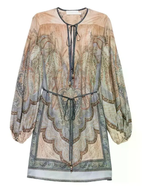 Zimmermann Wanderlust Tie-neck Mini Dress