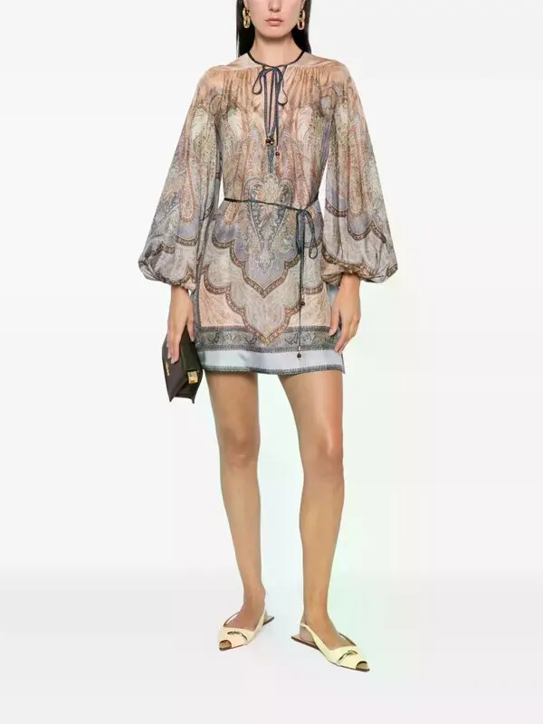 Zimmermann Wanderlust Tie-neck Mini Dress