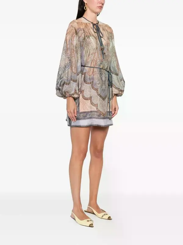 Zimmermann Wanderlust Tie-neck Mini Dress