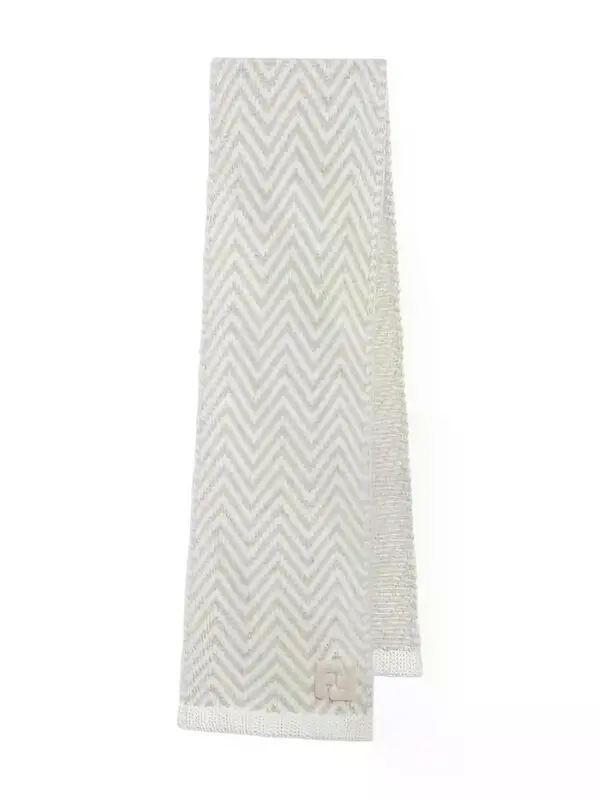 Fendi Chevron Logo-embroidery Scarf - Neutrals