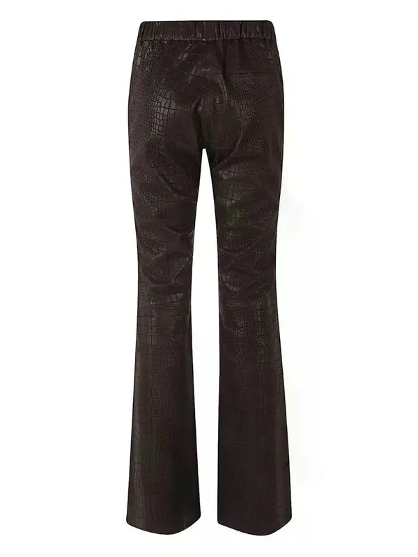 ENES Croc-embossed Flare Trousers - Brown