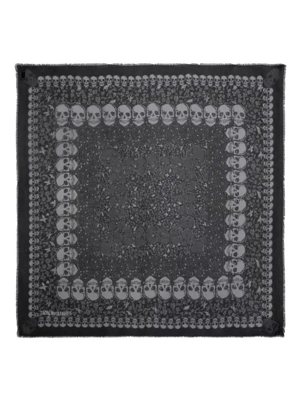 Zadig&Voltaire Kerry Garden Skull Scarf - Grey