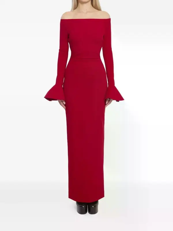 Solace London Anica Fla-cuffs Maxi Dress - Red
