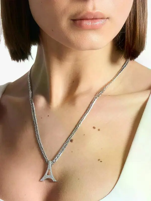 Manière De Voir Sterling Iced Eiffel Pendant Necklace