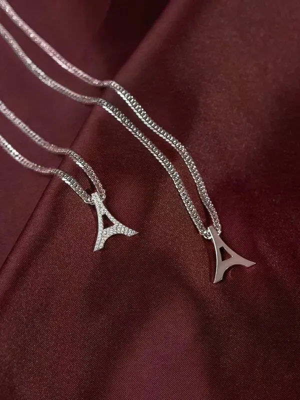 Manière De Voir Sterling Iced Eiffel Pendant Necklace