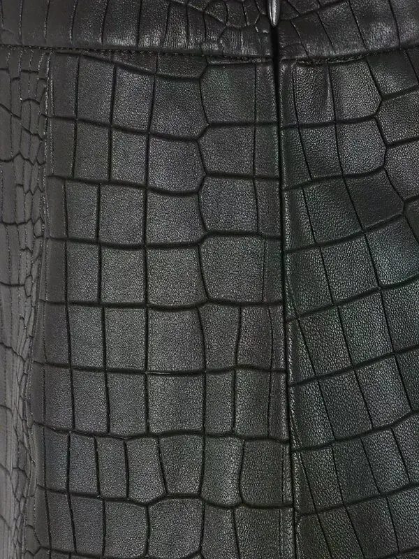 ENES Crocodile-effect Slit Midi Skirt